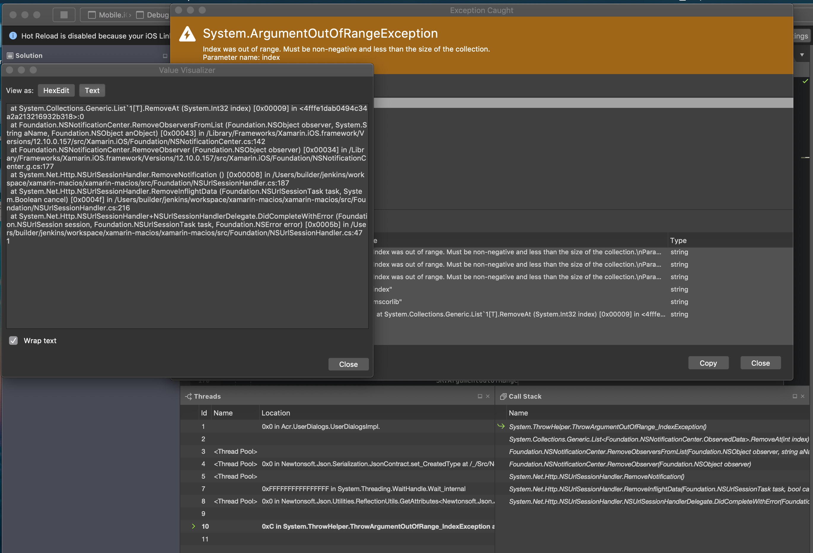 [Bug] [Xamarin.Forms] [iOS] SIGABRT: Index was out of range. Must be non-negative and less than ...