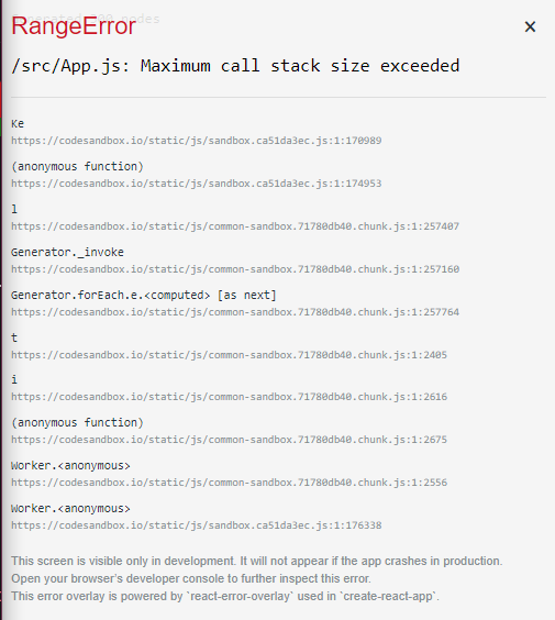 Bug: Generated DOM - Maximum call stack size exceeded · Issue #20845 · facebook/react · GitHub