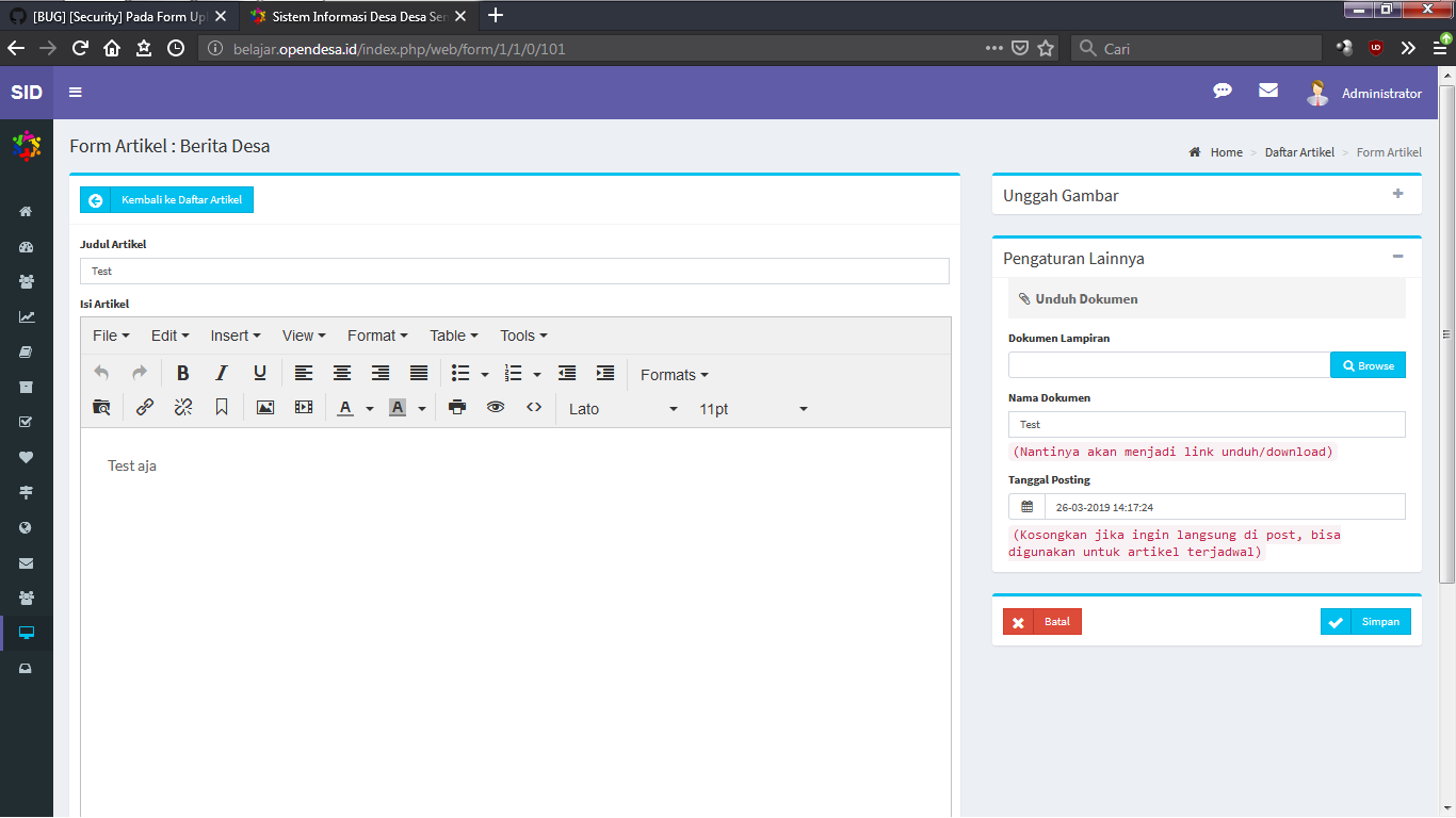 [BUG] [Security] Form Upload Dokumen · Issue #1990 · OpenSID/OpenSID · GitHub