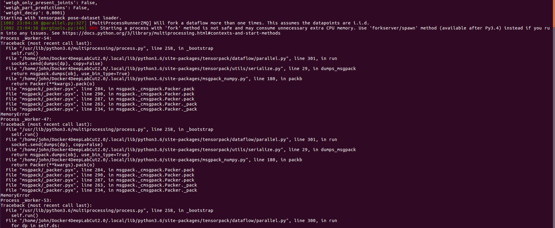 Issues using Tensorpack for data augmentation · Issue #429 · DeepLabCut/DeepLabCut · GitHub