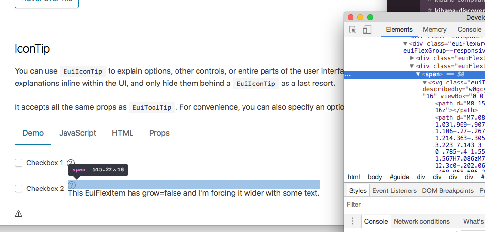 EuiIconTip within a stretched EuiFlexItem renders popover in wrong location · Issue #544 ...