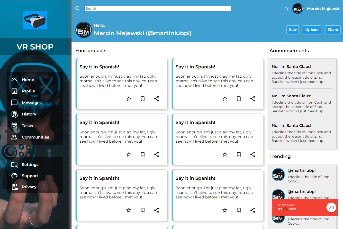 GitHub - martinlubpl/odin-admin-dashboard