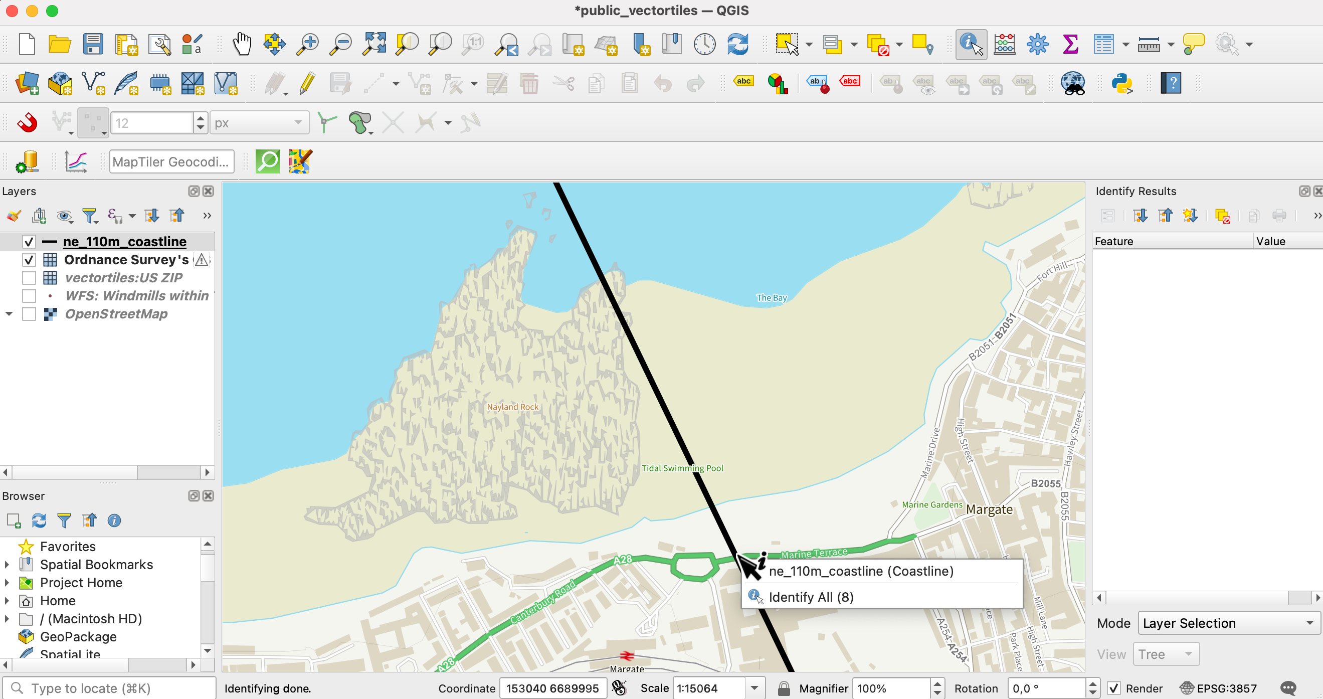 Identify Right Click Doesnt Show Vector Tiles Layer In Menu Drop Down 
