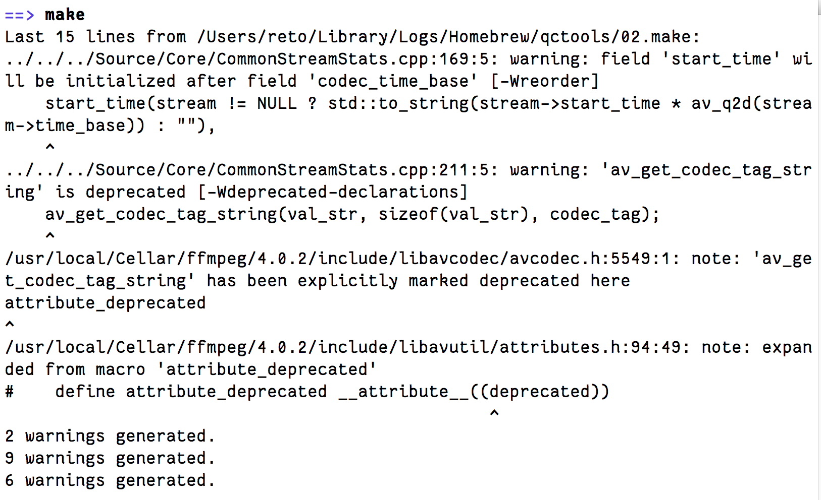 QCTools: makefile needs to be polished · Issue #129 · amiaopensource/homebrew-amiaos · GitHub