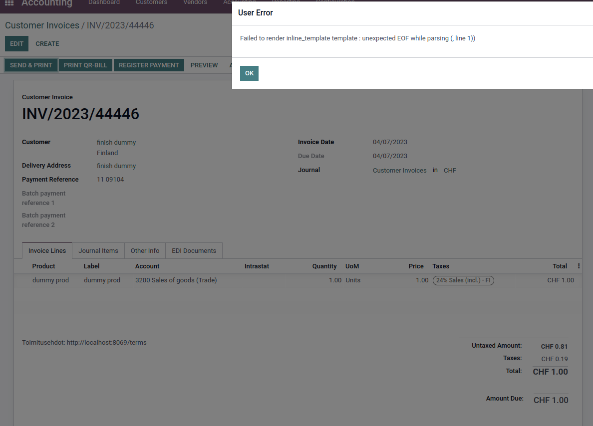 Traceback when sending an invoice to a finish customer · Issue #127277 · odoo/odoo · GitHub