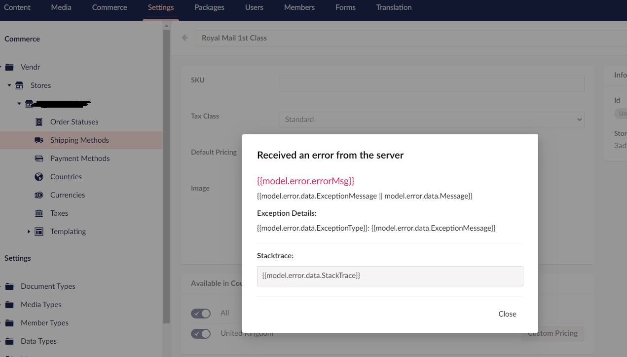 Exception thrown when saving Shipping Method without a SKU · Issue #384 · umbraco/Umbraco ...