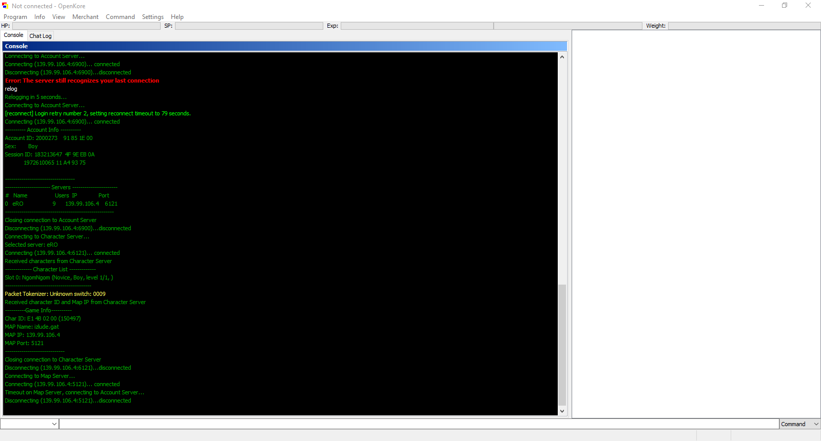Packet Toeknizer: Uknown switch:0009 and account, map server disconnected · Issue #1228 ...