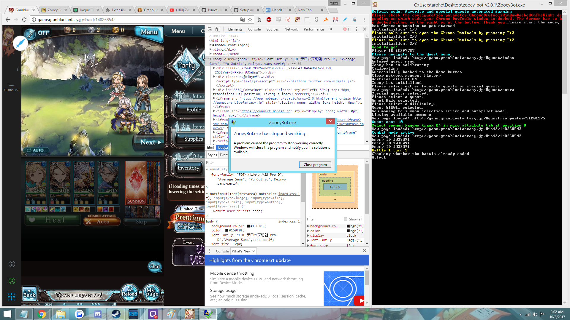 Crash after 1st attack · Issue #345 · Masuzu/ZooeyBot · GitHub