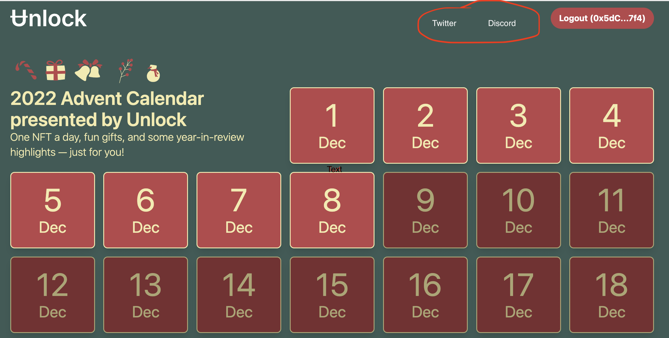 Add links to Unlock Twitter and Discord on 2022 Advent Calendar · Issue #10541 · unlock-protocol ...