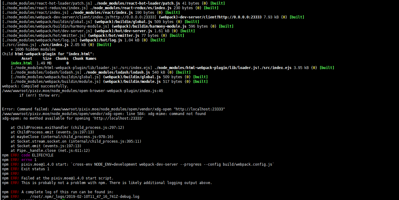 npm start之后加载一段之后出现这个 · Issue #28 · kokororin/pixiv.moe · GitHub