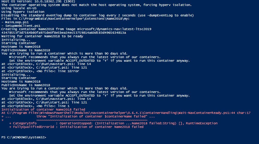 Initialization Of Container Xxxx Failed In Nav 2018 · Issue 409 · Microsoft Nav Docker · Github