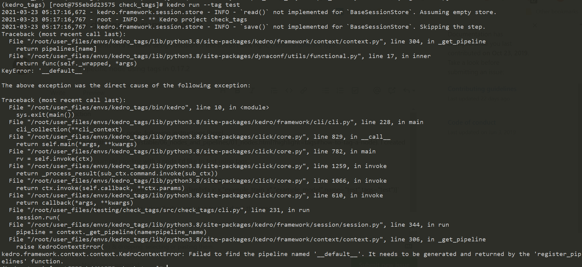 Running a specific node using tags in 0.17.2 · Issue #733 · kedro-org/kedro · GitHub
