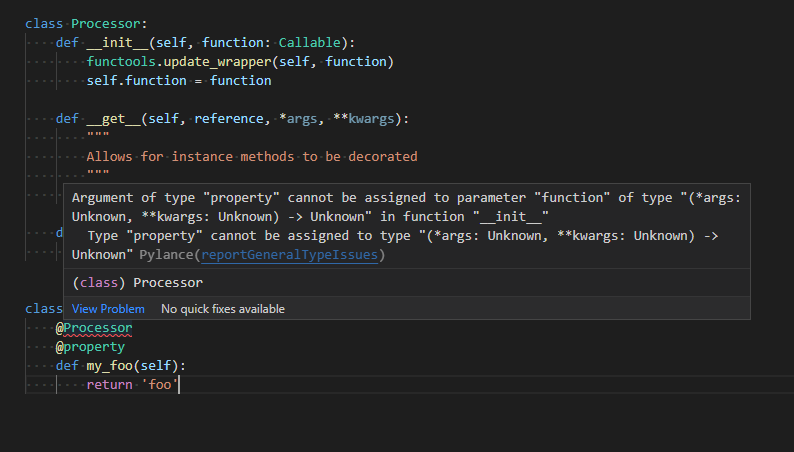 Type hinting failing for decorated @property in classes · Issue #1903 ...