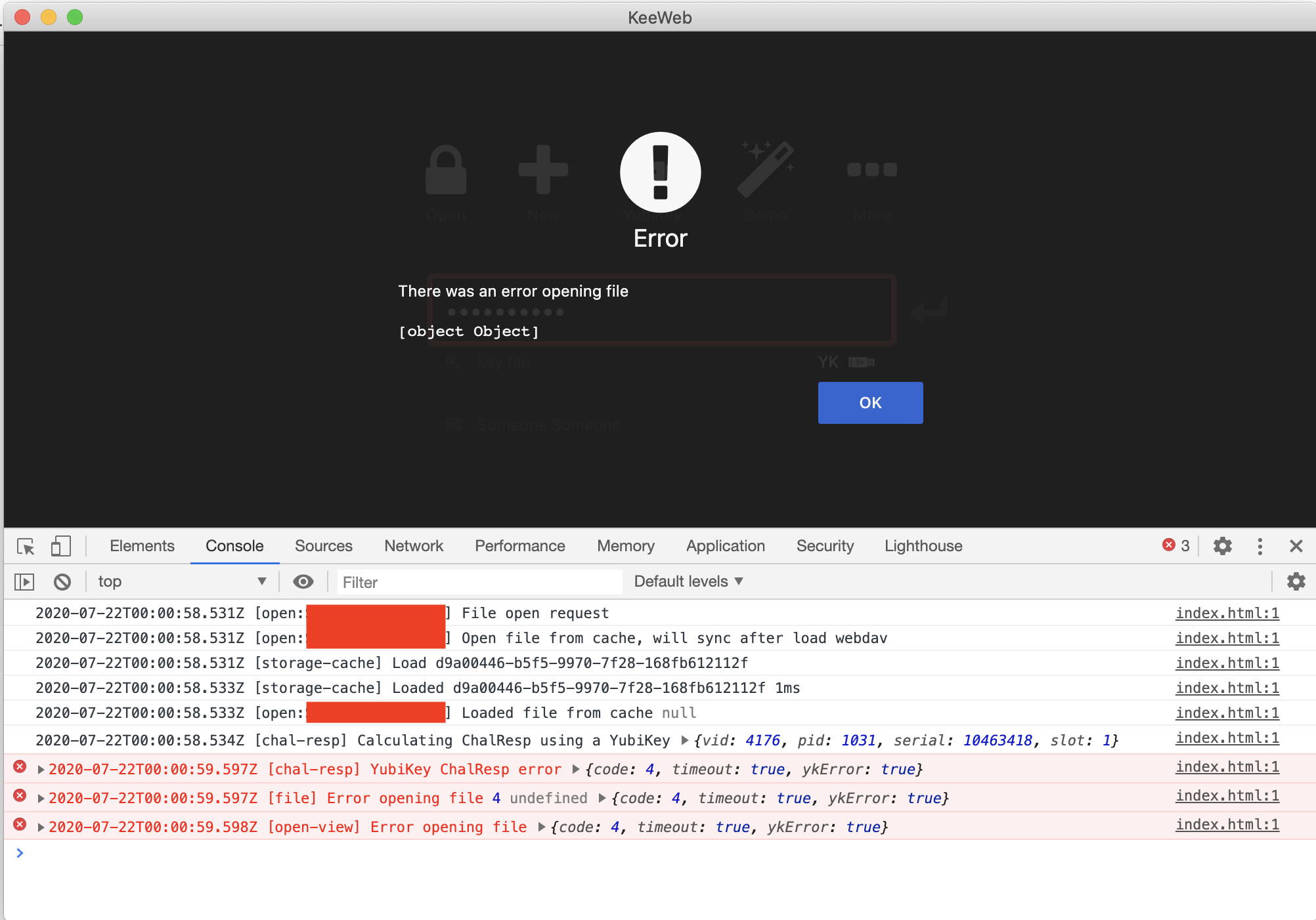 YubuKey Error Opening File [object Object] · Issue #1572 · keeweb/keeweb · GitHub