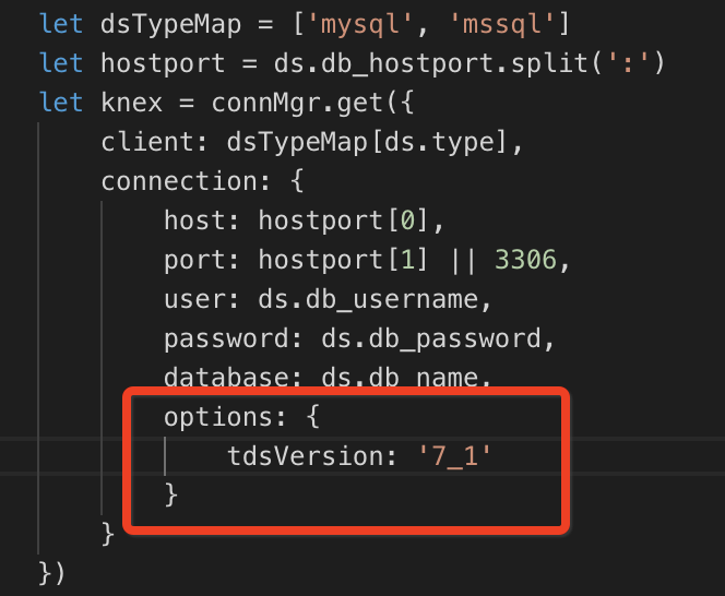 the `tdsVersion` option is not working · Issue #838 · tediousjs/tedious · GitHub