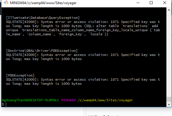 Laravel 5.5 , Error key length · Issue #2164 · thedevdojo/voyager · GitHub