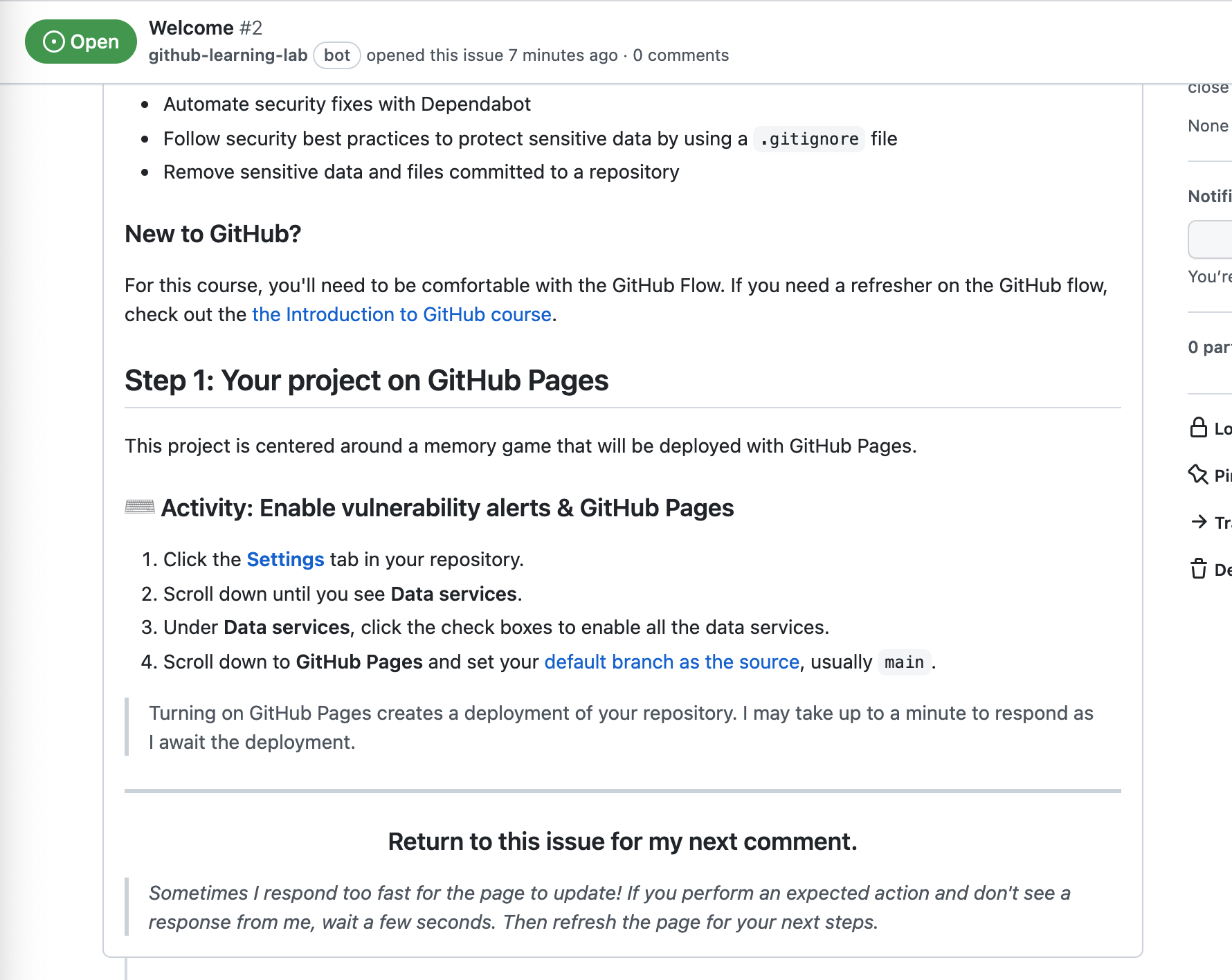 Poor instructions to enable Dependabot alerts · Issue #20 · githubtraining/security-strategy ...