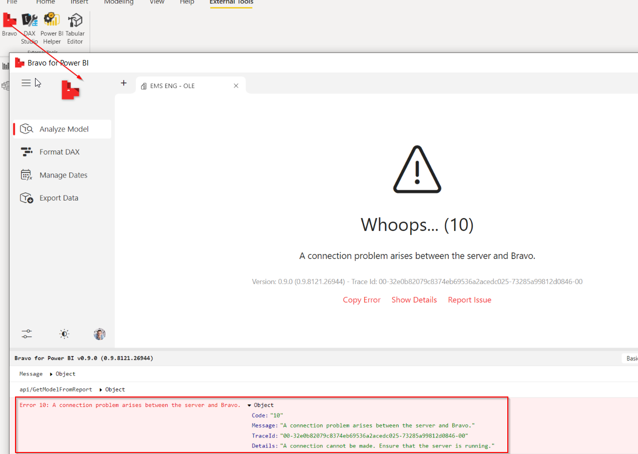 Error 200: The Power BI Desktop Analysis Services instance does not contain any databases ...
