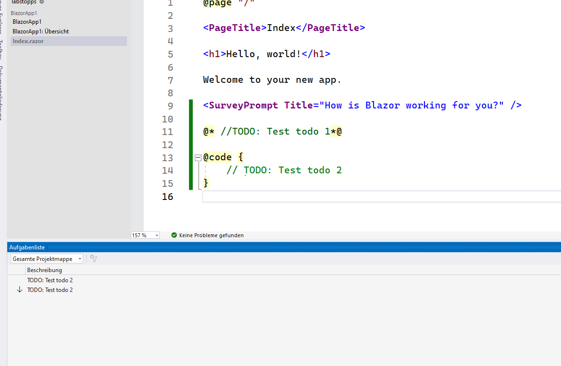 Task lists tokens are not fully recognized within Razor comments ...