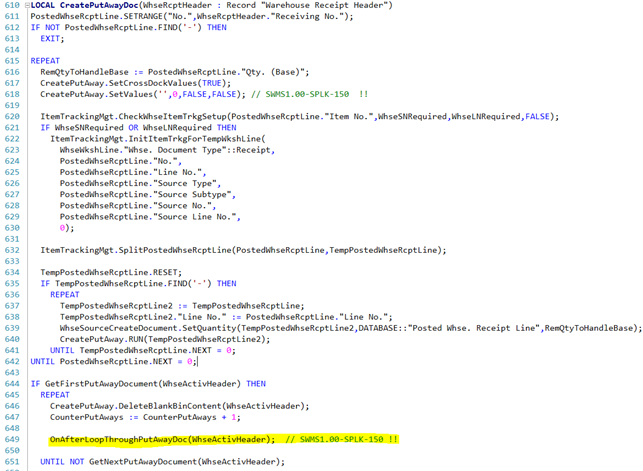 Event Request Codeunit 5760 Function Createputawaydoc · Issue 2886