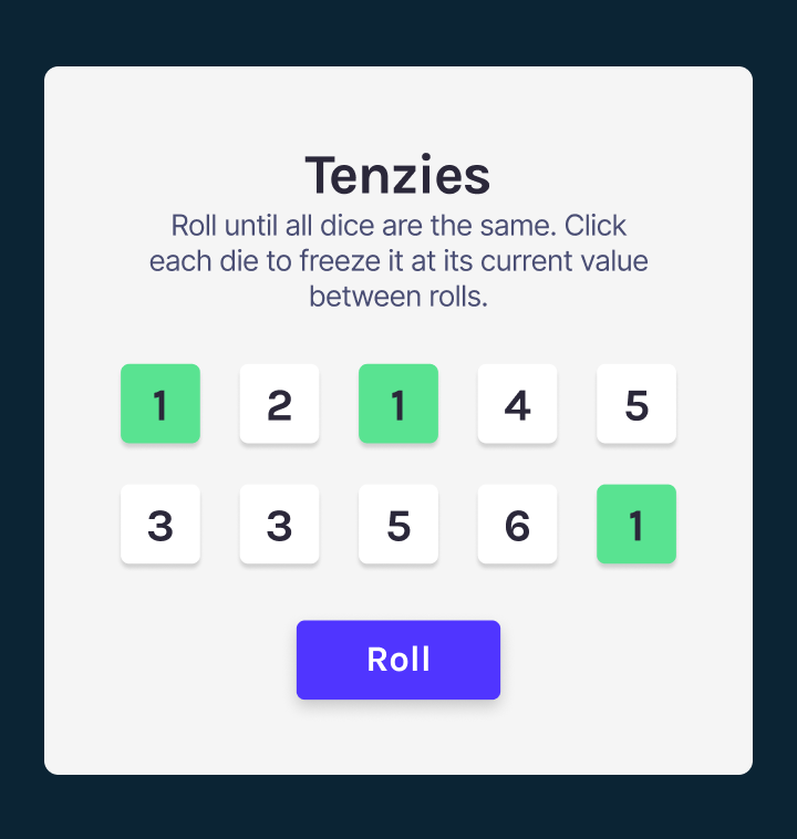 GitHub - emmanuelraji/tenzies: A game of rolling dice