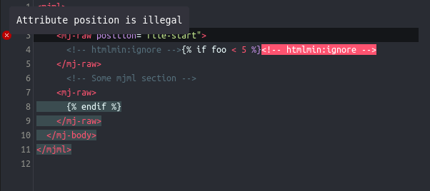 Attribute "position" is illegal: position="file-start" · Issue #2495 · mjmlio/mjml · GitHub