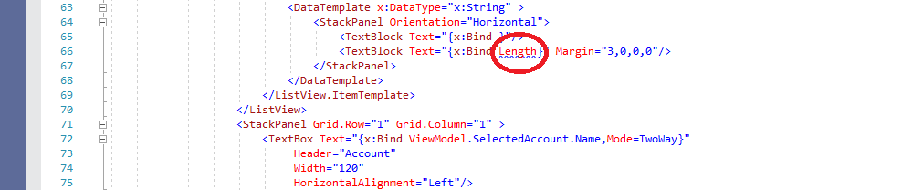 Xaml editor shows member functions not properties when trying to use ...