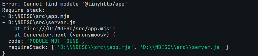 Shows `Cannot find module '@tinyhttp/app' from 'src/app.js'` error in ... Shows `Cannot find module '@tinyhttp/app' from 'src/app.js'` error in ...