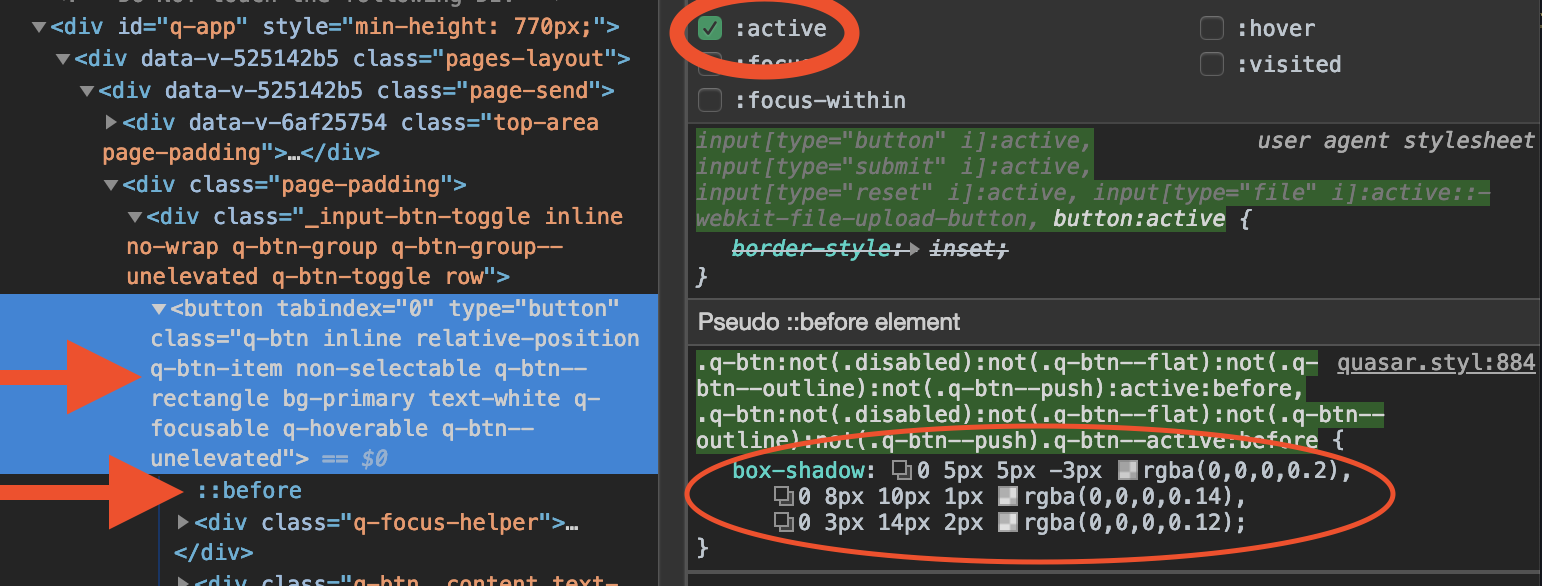 [V1 - BUG] unelevated q-btn-group has shadow on :active · Issue #3504 · quasarframework/quasar ...