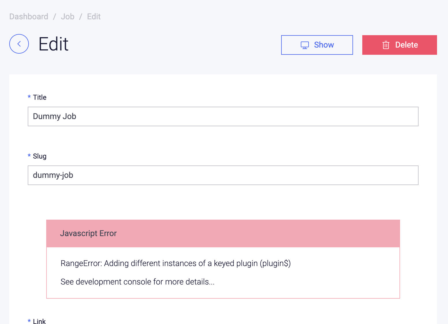 Richtext component: RangeError: Adding different instances of a keyed ...