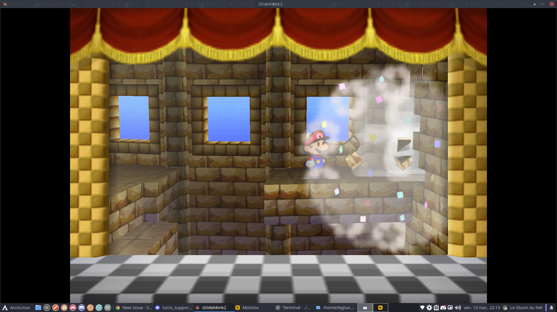 paper-mario + glide64: works with mupen64plus, buggy with mupen64plus ...