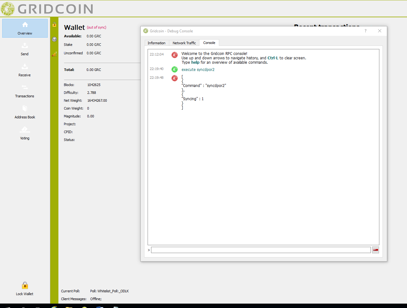 wallet offline · Issue #673 · gridcoin-community/Gridcoin-Research · GitHub
