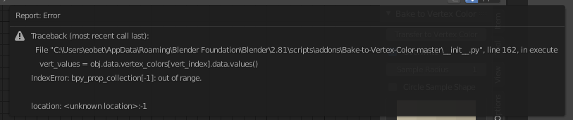 Various errors (with screenshots) · Issue #1 · danielenger/Bake-to-Vertex-Color · GitHub