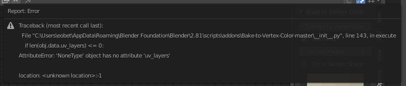 Various errors (with screenshots) · Issue #1 · danielenger/Bake-to-Vertex-Color · GitHub
