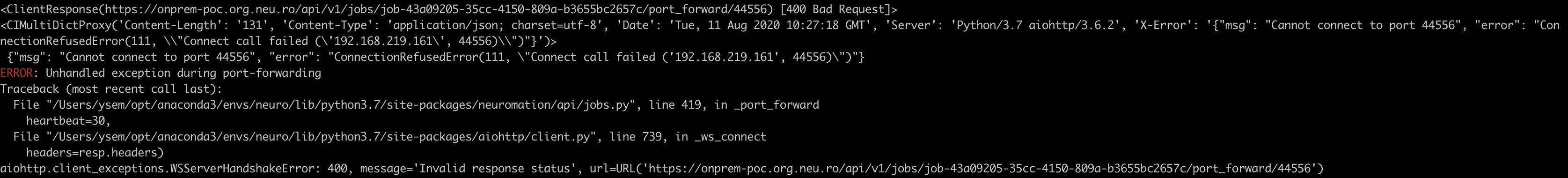 Port-forward failure reason is not reported fully to the console · Issue #1674 · neuro-inc/apolo ...