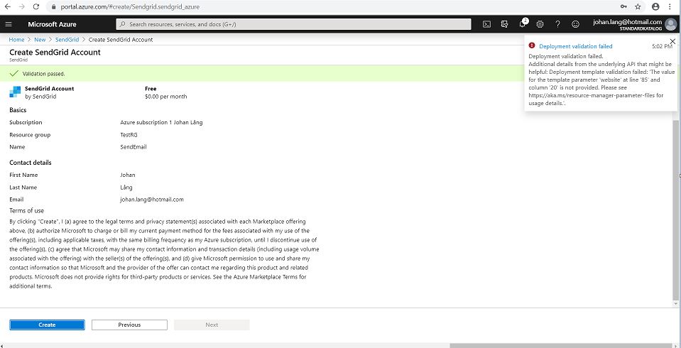 Can T Create A Sendgrid Account In Azure · Issue 5700 · Sendgrid Docs · Github