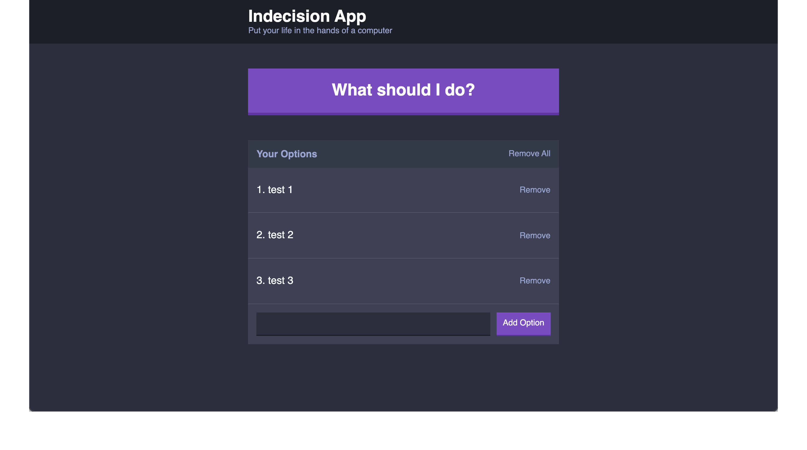 GitHub - DavidSzczesniak/indecision: Very simple app for udemy course