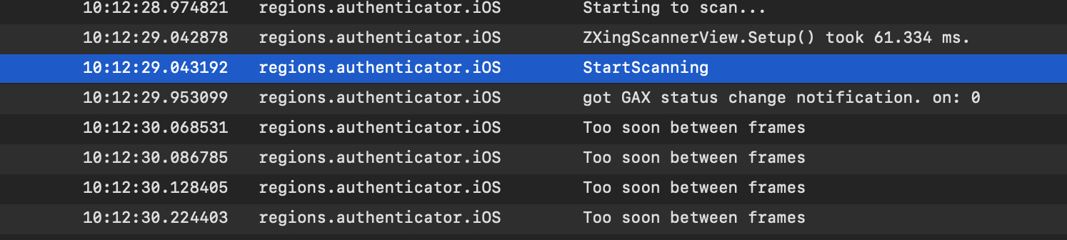 On initial start of app, ZXing asks for Camera permission, then app is redirected to main page ...