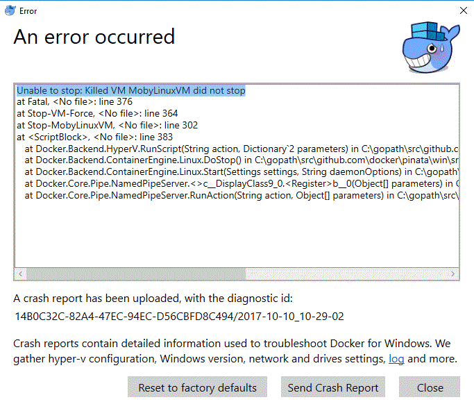 Docker Not Starting In Windows 10 Unable To Stop Killed Vm