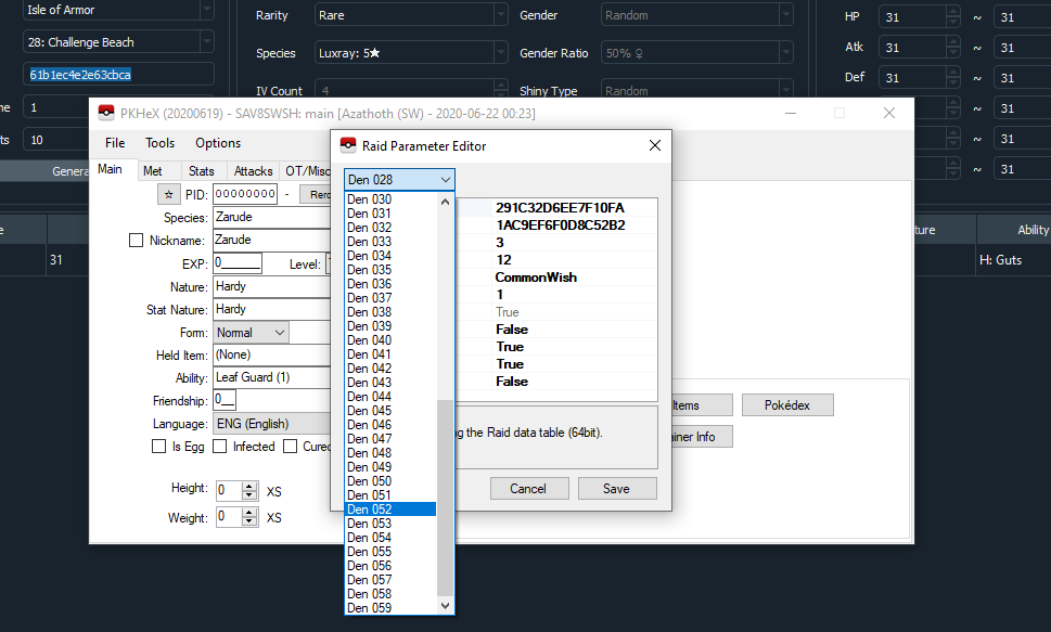 Raid Parameter Editor - Missing Available Dens in List · Issue #2893 · kwsch/PKHeX · GitHub