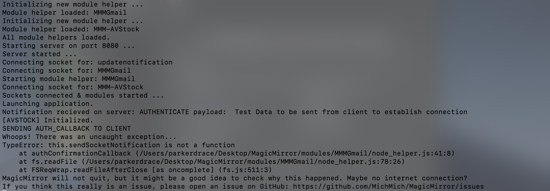 sendSocketNotification is not a function · Issue #1490 · MagicMirrorOrg/MagicMirror · GitHub