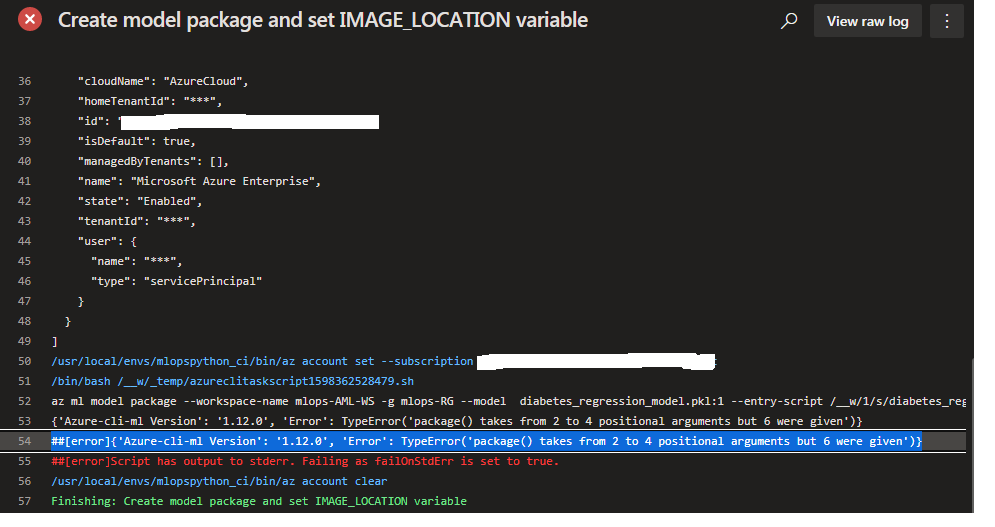 FAILED: Deploy to Web App at "Create model package and set IMAGE_LOCATION variable" step · Issue ...