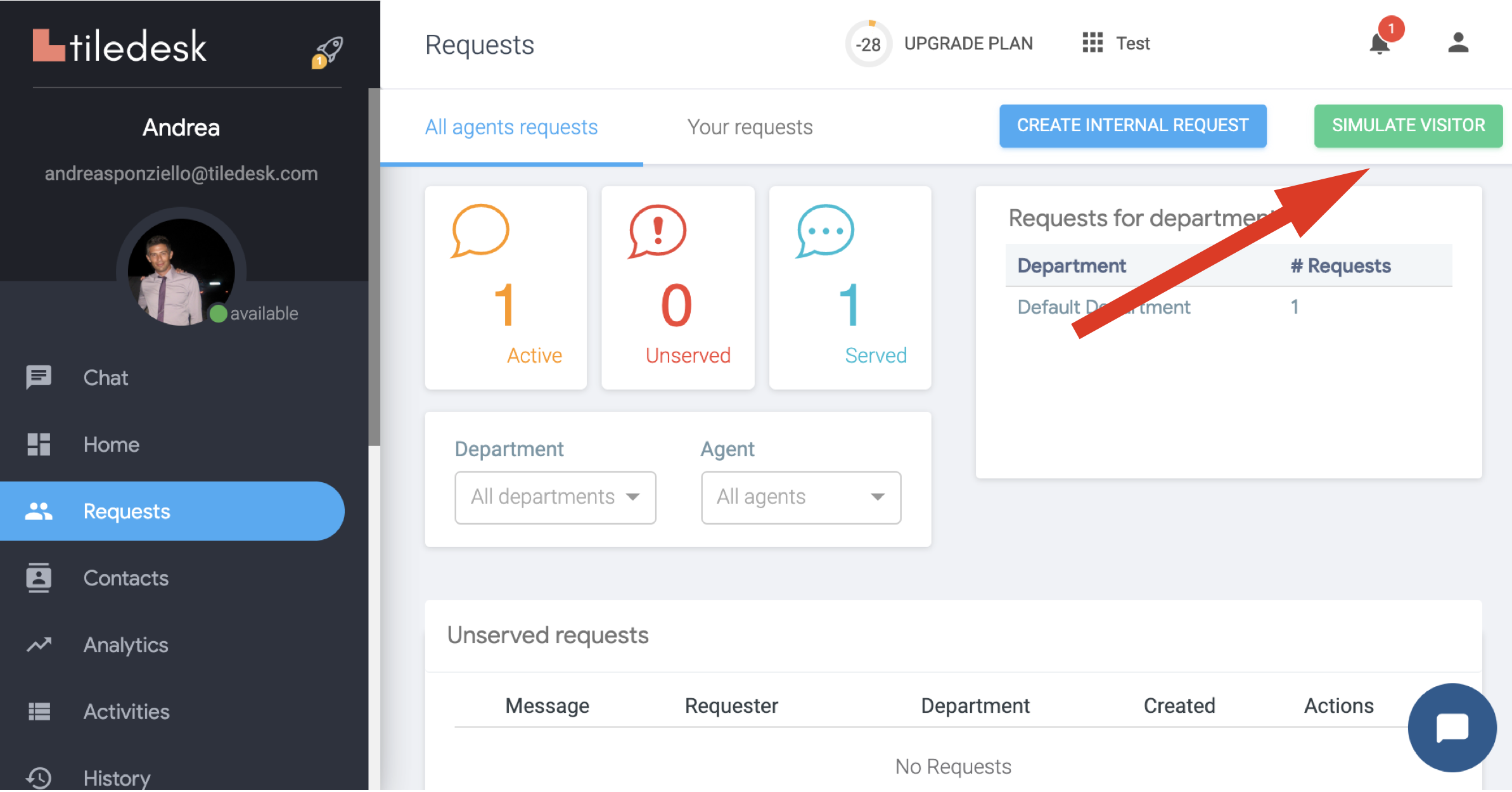Hello World tutorial - Tiledesk Docs