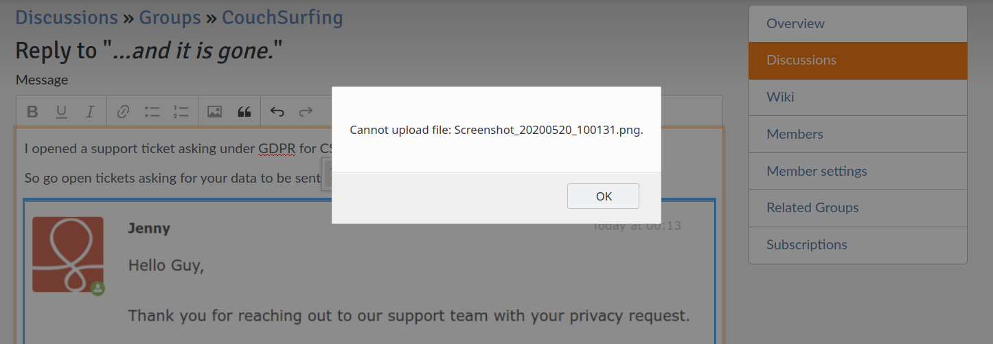 Can't upload images to discussions http code 302 in post request · Issue #134 · BeWelcome/rox ...