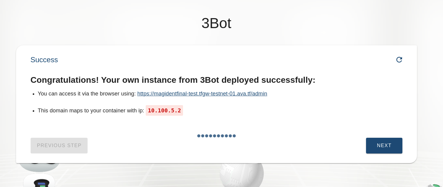3Bot success message says "threebot instance" · Issue #689 · threefoldtech/js-sdk · GitHub
