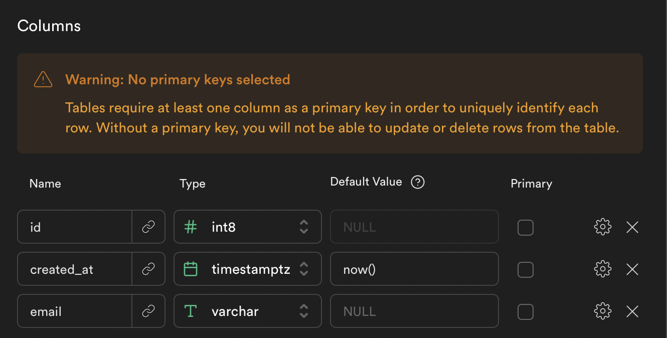 Warning: No primary keys selected · supabase · Discussion #3459 · GitHub