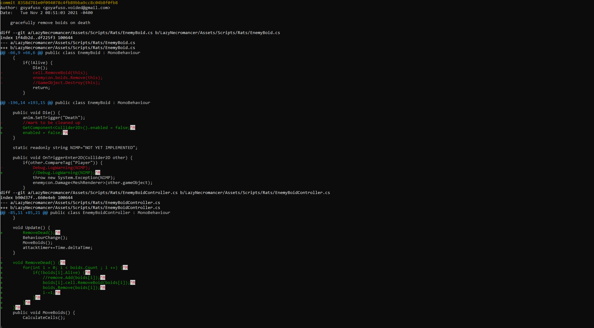 Null reference on boid death. · Issue #10 · sgw-dev/LazyNecromancer · GitHub