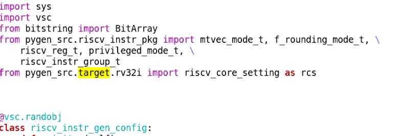 [Pygen]: import issue while integrating rv32imc core setting file to the overall run flow ...