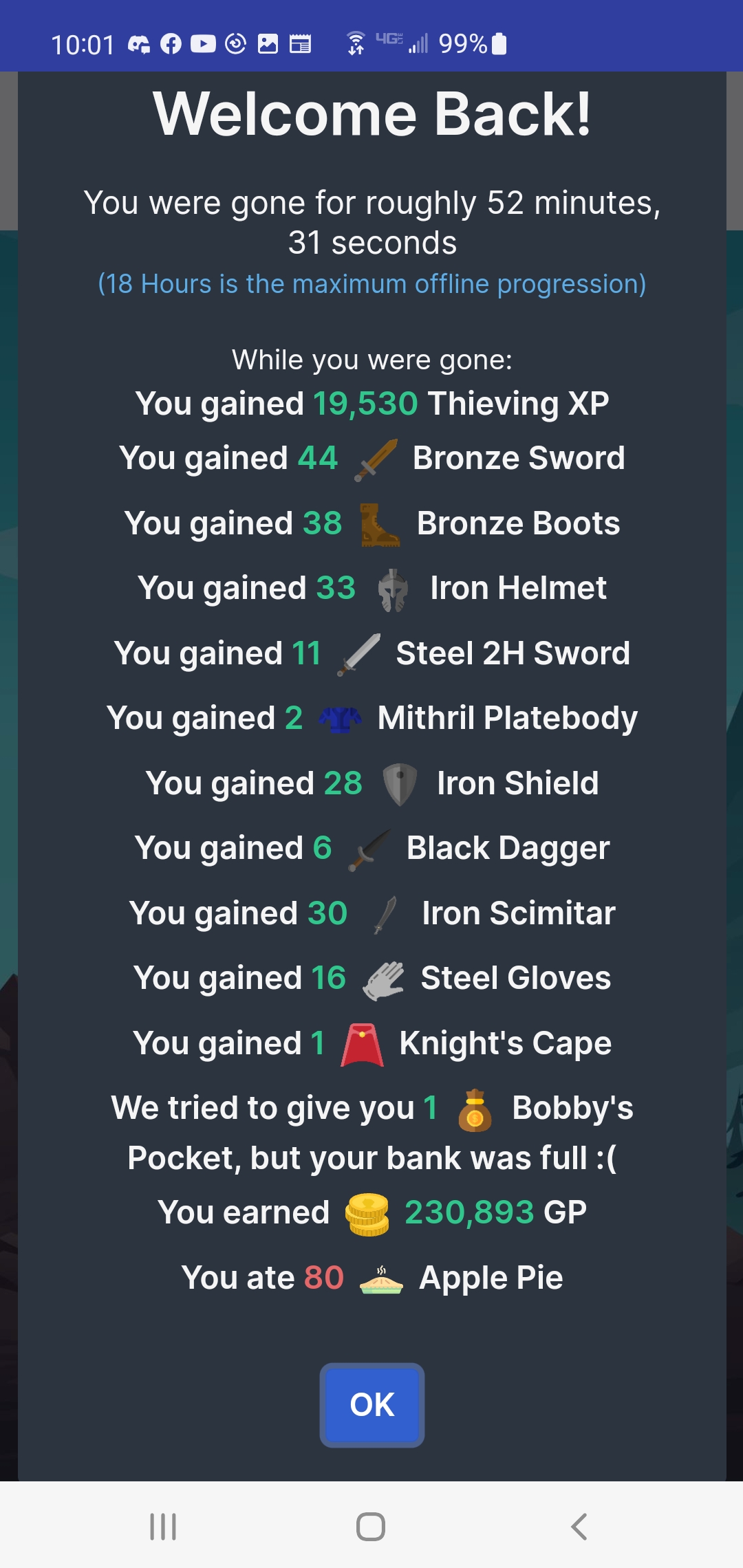 [Bug]: thieving offline progression issues · Issue #2267 · MelvorIdle/melvoridle.github.io · GitHub