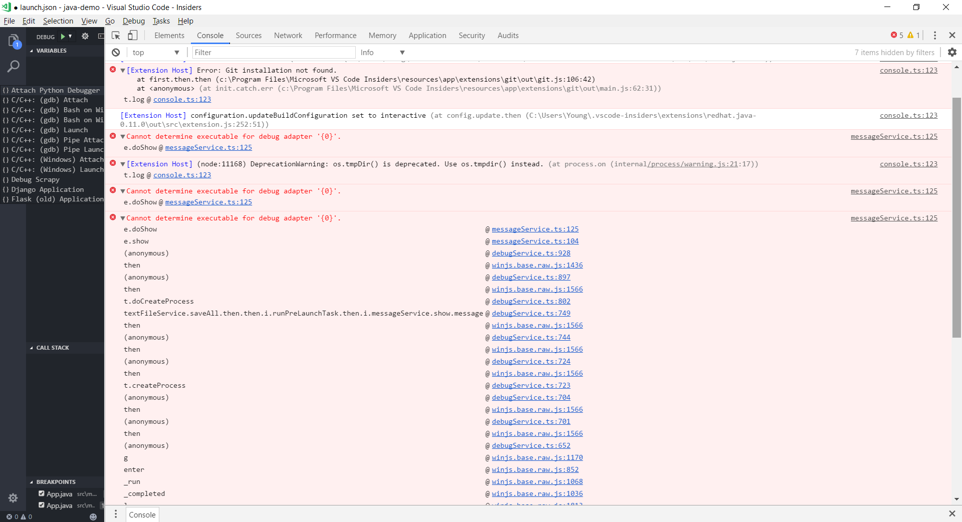Error "Cannot determine executable for debug adapter '{0}'." when trying to debug a simple ...